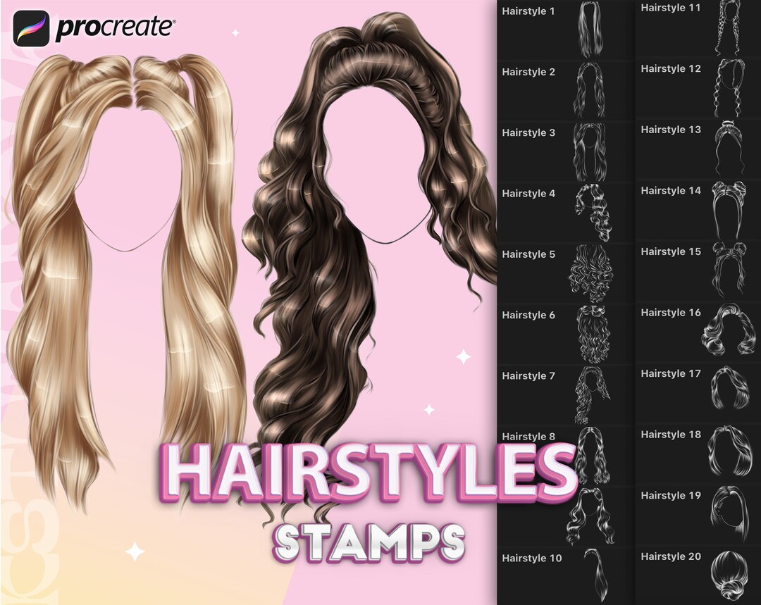 Procreate Hair Brushes. Procreate Wavy Hair Stamps. Procreate ...