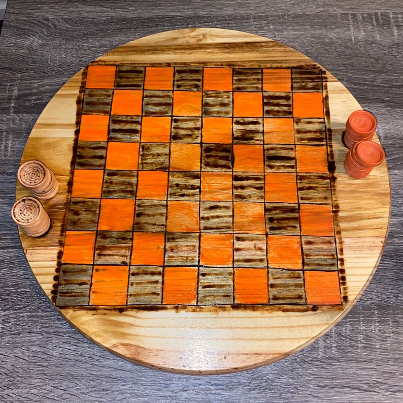 Custom Woodburned Checker Board - Etsy