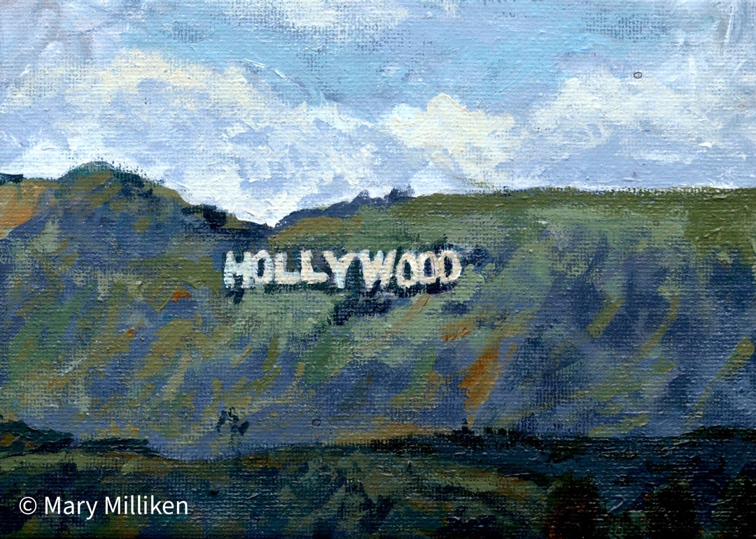 Hollywood Sign Los Angeles Landscape Painting Art Holiday - Etsy