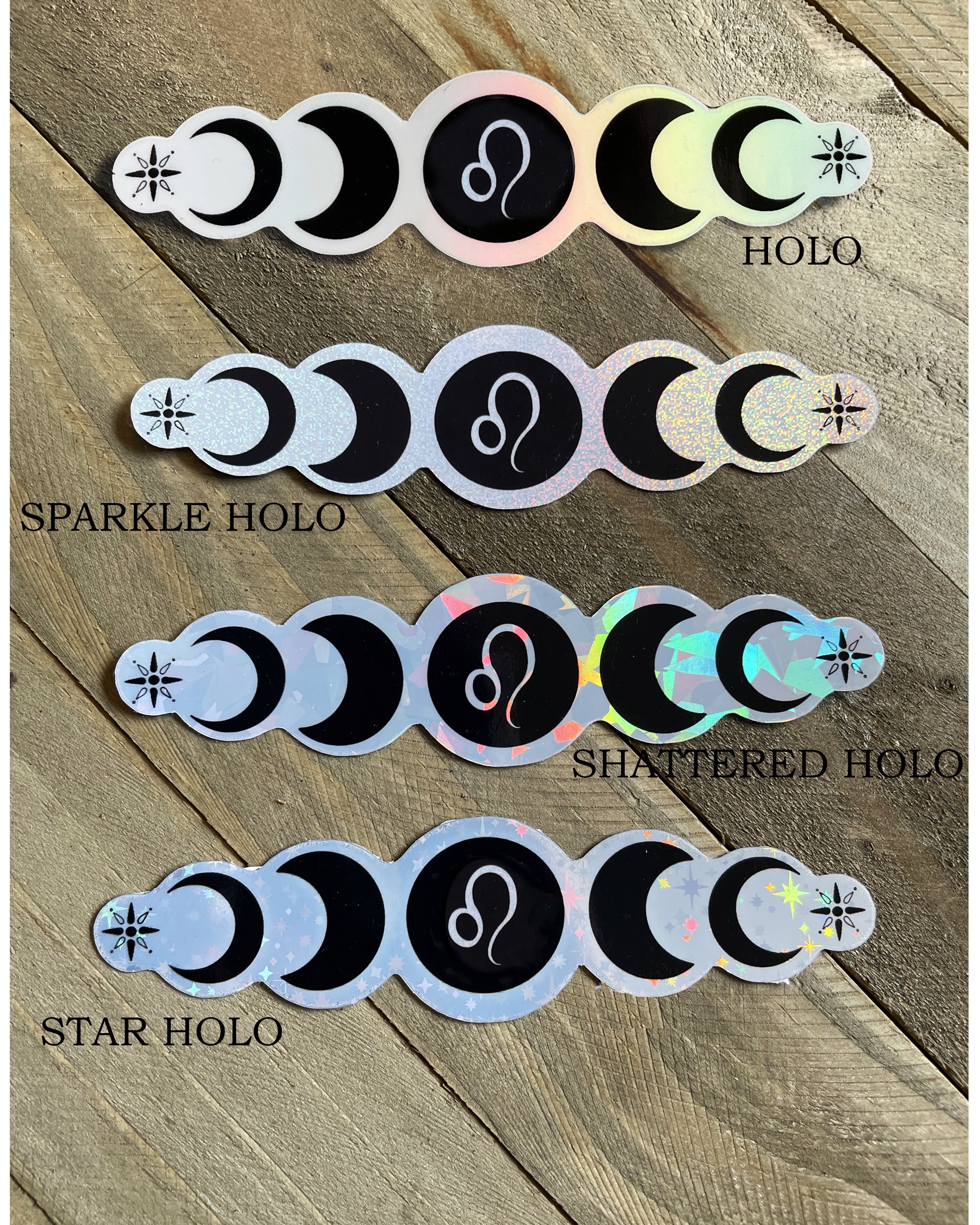 Zodiac Moon Phases Holo Stickers: Waterproof Vinyl Decal - Etsy