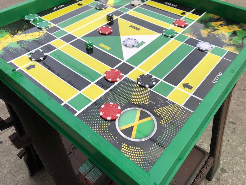 24" 2 Sided . Jamaica Love Ludi Board/ Checker Back - Etsy