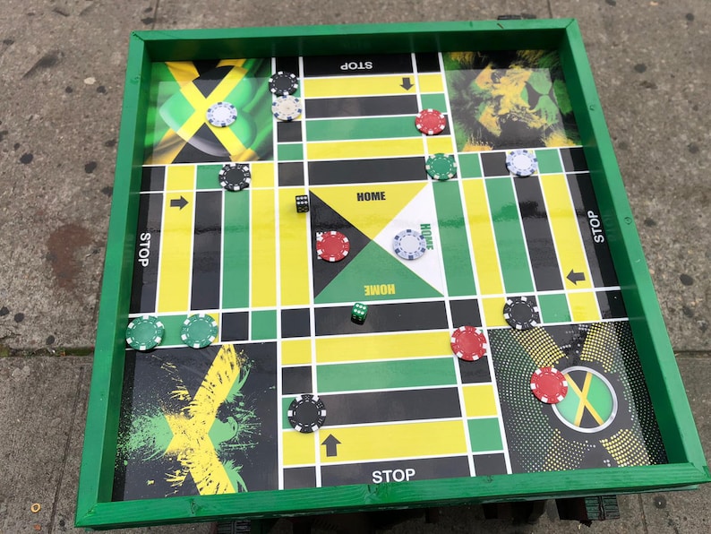 24" 2 Sided . Jamaica Love Ludi Board/ Checker Back - Etsy