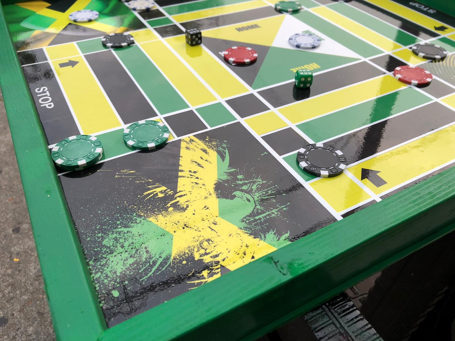 24" 2 Sided . Jamaica Love Ludi Board/ Checker Back - Etsy