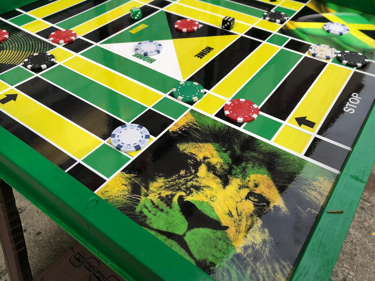 24" 2 Sided . Jamaica Love Ludi Board/ Checker Back - Etsy
