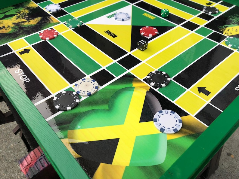 24" 2 Sided . Jamaica Love Ludi Board/ Checker Back - Etsy
