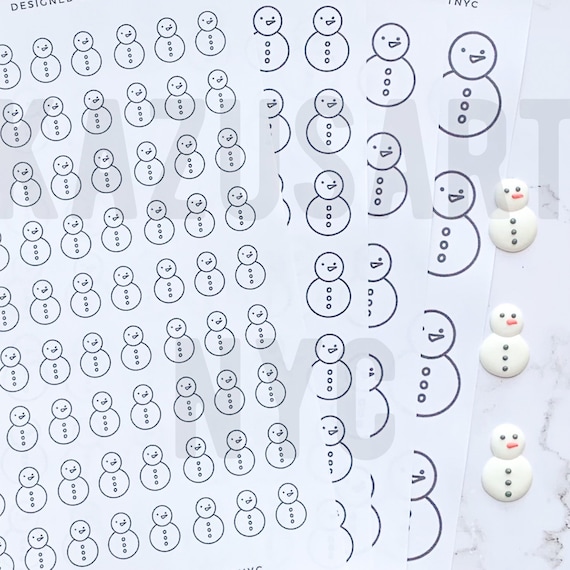 Snowman Icing Transfers 4 Sizes 4 Sheets | Etsy