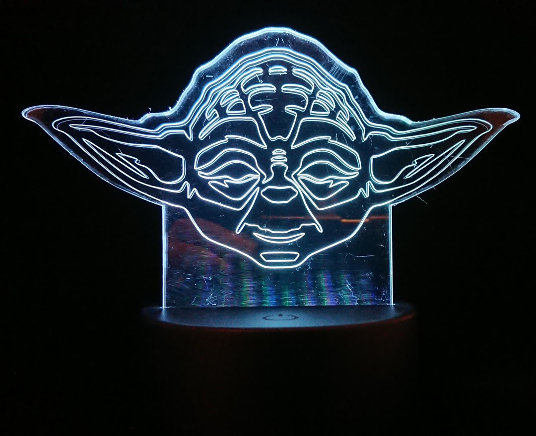 Yoda Laser Etched 3D Effect LED Colour Changing Lamp by Pure Geek - Etsy