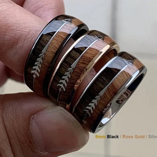 Tungsten and Wood Rings - Etsy
