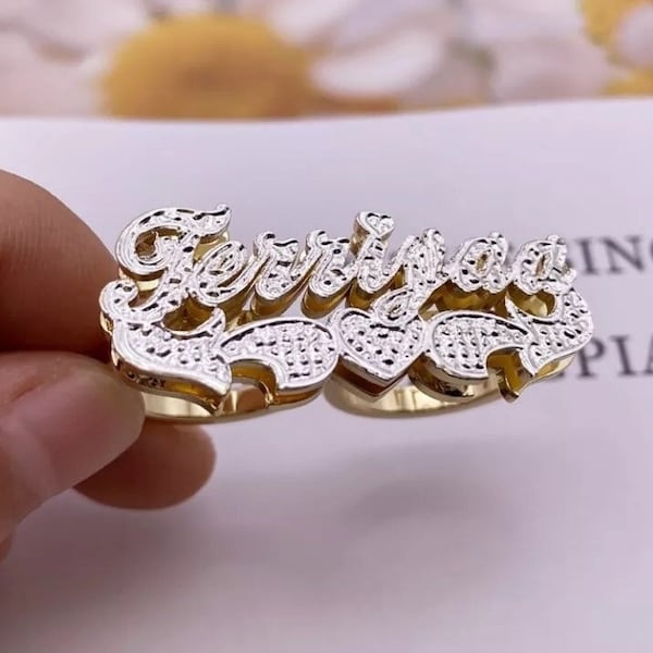 Buy Two Finger Name Ring - Etsy