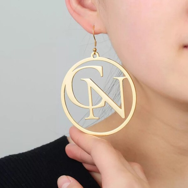 Initial Earrings - Etsy