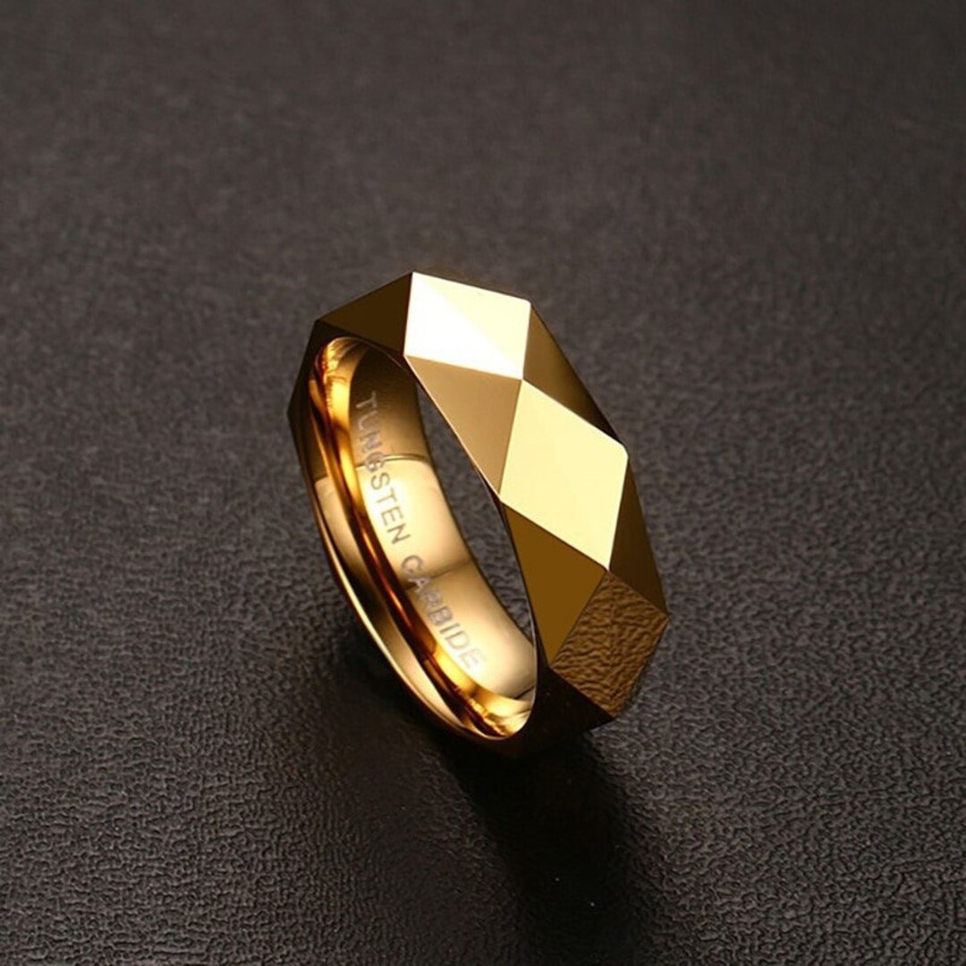 Men's Tungsten Carbide Ring, Wedding Band for Him, Gold Rose Gold ...