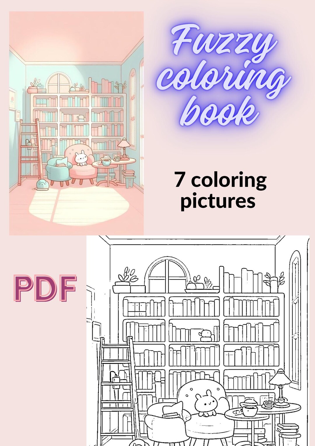 Fuzzy Coloring Pages: Instant PDF Download for Relaxing Art Time" - Etsy