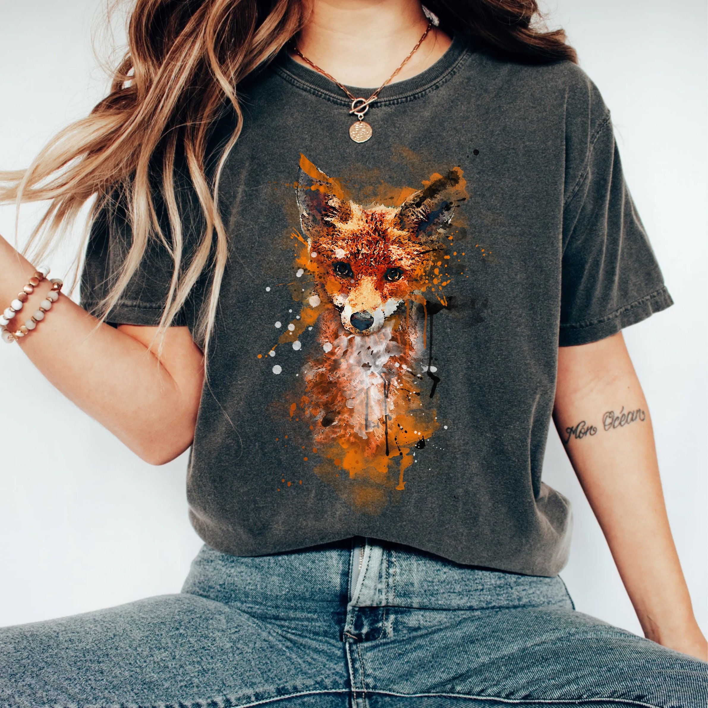 Fox Shirt Watercolor Fox Tshirt Fox Gift Animal Lover - Etsy
