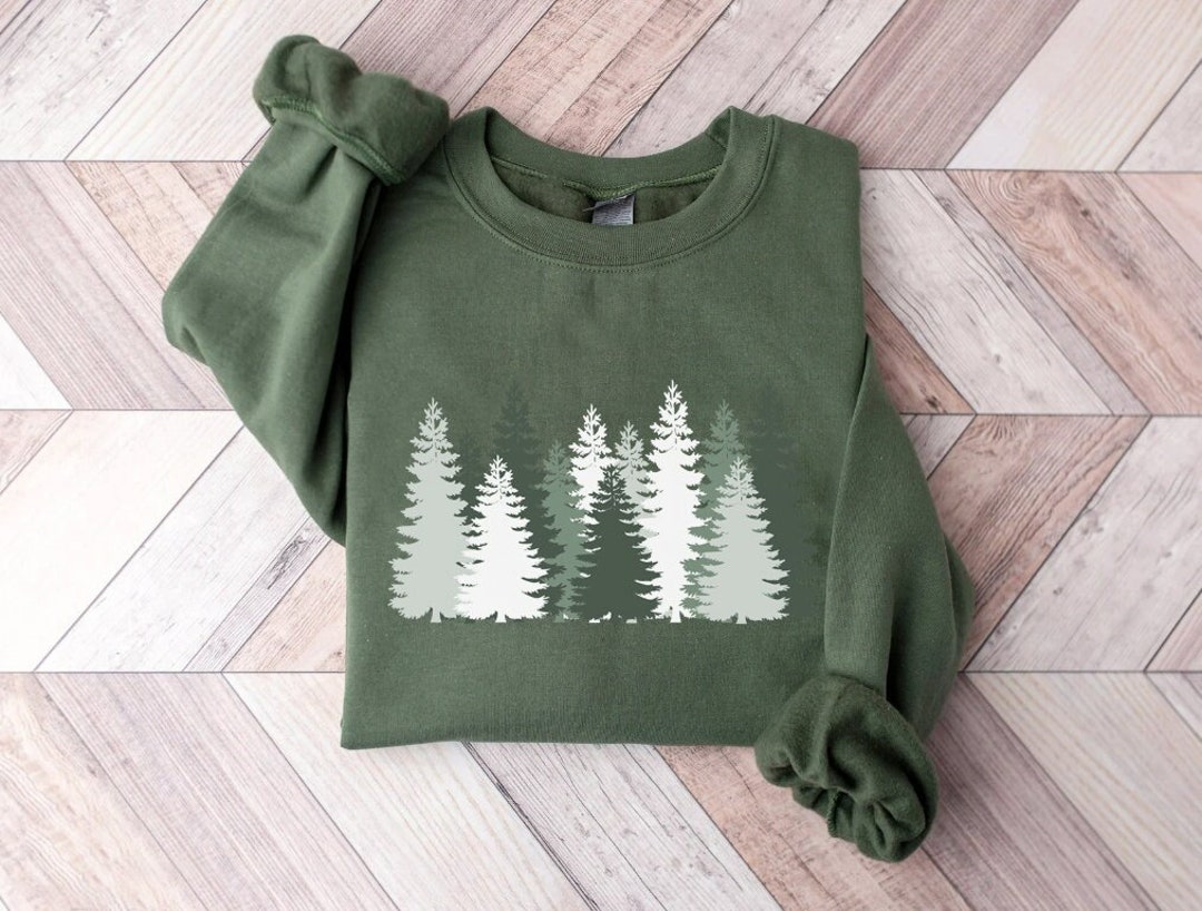 Pine Tree Sweatshirt, Gift for Nature Lover, Evergreen Trees, Hiking ...