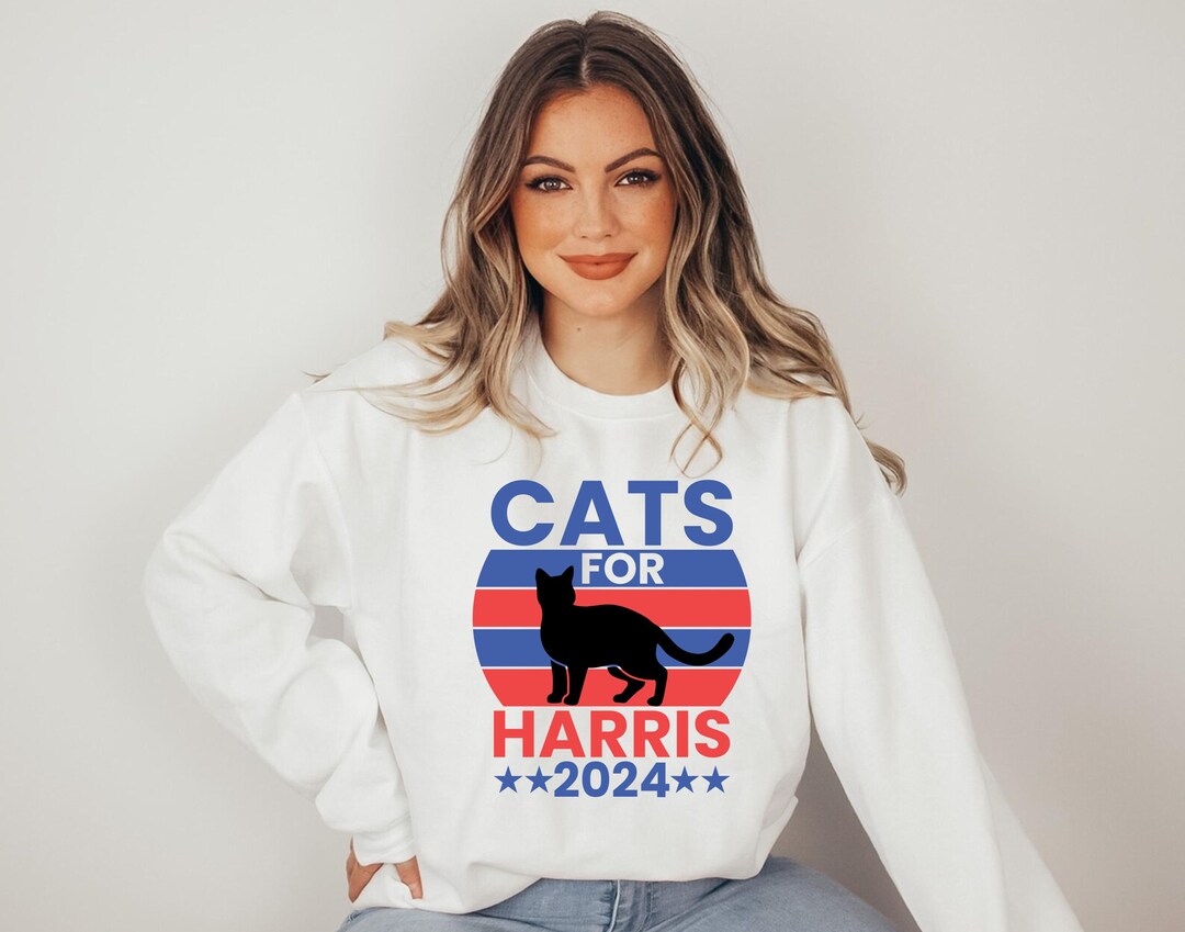 Cats for Kamala Sweatshirt, Kamala Harris Walz 2024 Sweater, Madam ...
