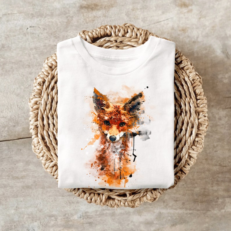 Fox Shirt Watercolor Fox Tshirt Fox Gift Animal Lover - Etsy