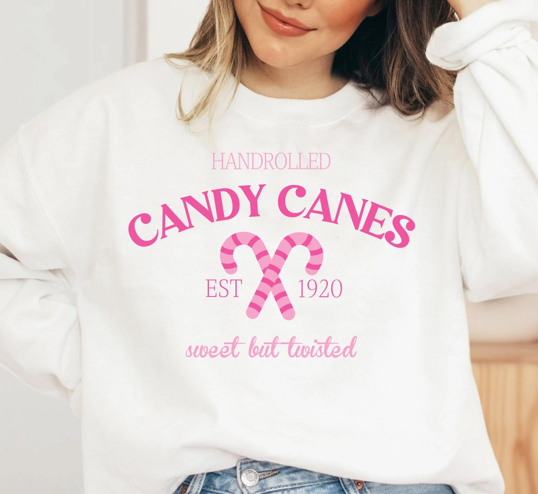 Candy Canes Sweatshirt, Pink Christmas Sweater, Christmas Candy Shirt ...