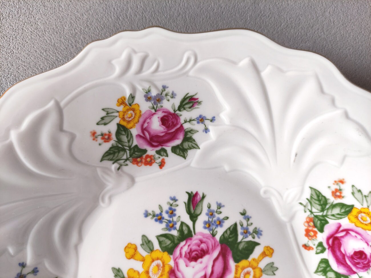 Plate Porcelain Weimar Floral Motif and Gold Rim Collection - Etsy