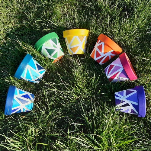 Rainbow Hand Painted Plant Pot - Etsy
