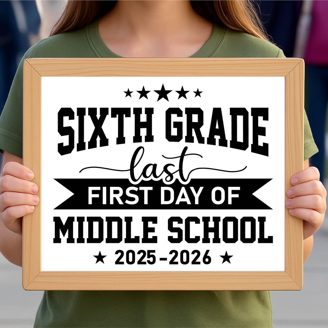 First Day of 6th Grade Sign, First Day of Sixth Grade Sign, Class of ...