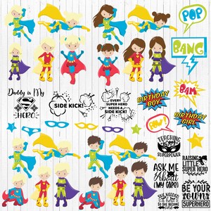 Kids Superhero Clipart, Cartoon Children Heroes Characters Clip Art ...