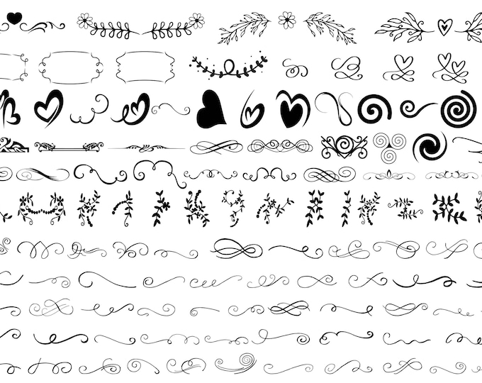 Doodle Svg Bundle, Swirls Svg, Doodles Svg, Png, Jpg, Dxf, Flourishes ...