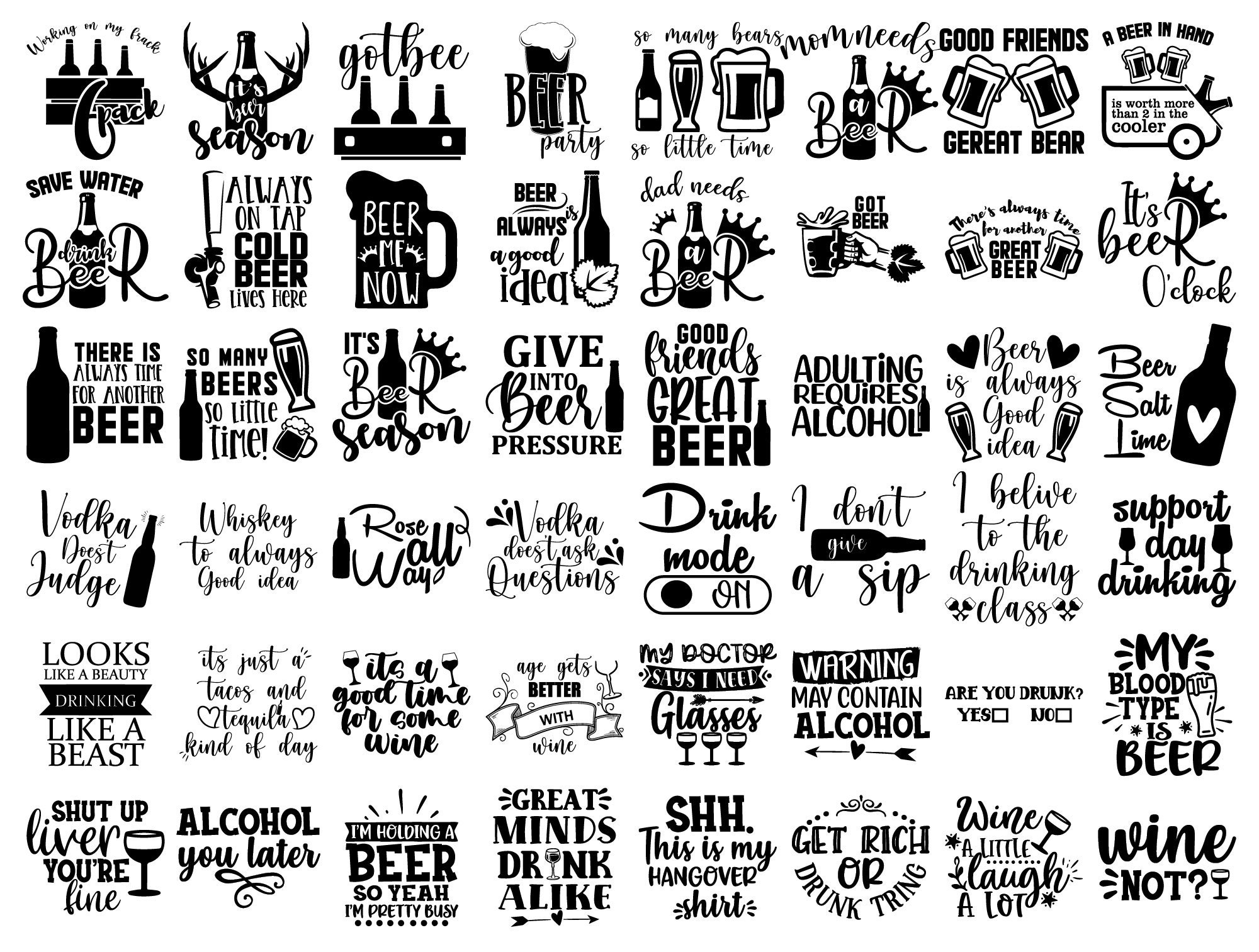 Alcohol svg Bundle Alcohol Quotes Svg Bundle Wine Svg Funny - Etsy México