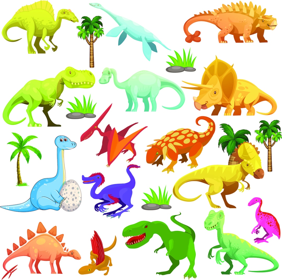 Digital Dinosaur Clipart Set - Cute Dinosaurs SVG Bundle - Baby Shower ...