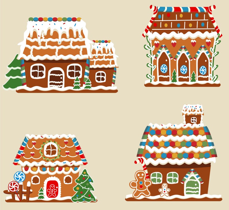 Christmas House Clipart Christmas Winter Gingerbread House - Etsy