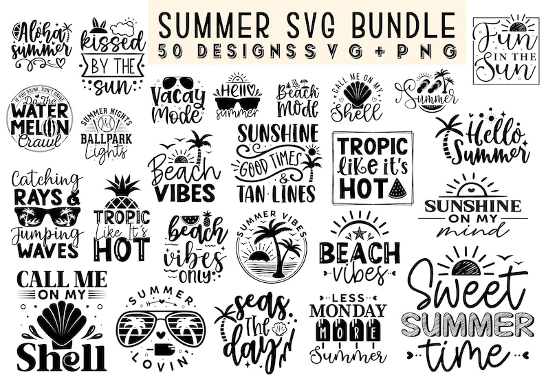 Summer SVG Bundle: Beach Vibes Cut Files (PNG, Cricut) - Etsy