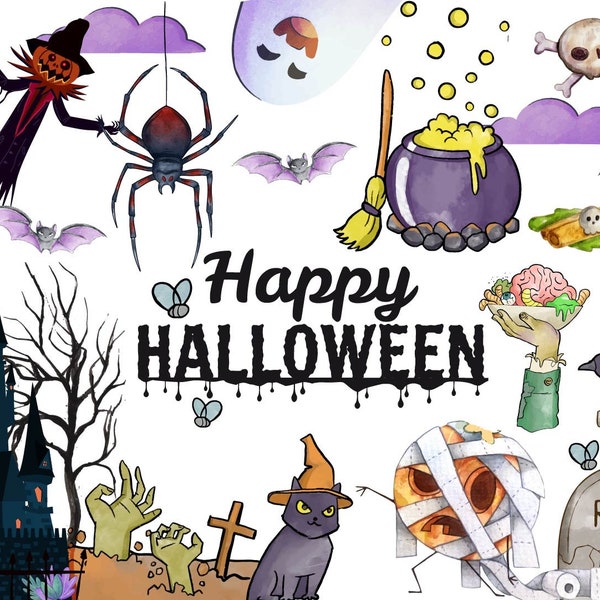 Halloween Pumpkin House Clipart - Etsy