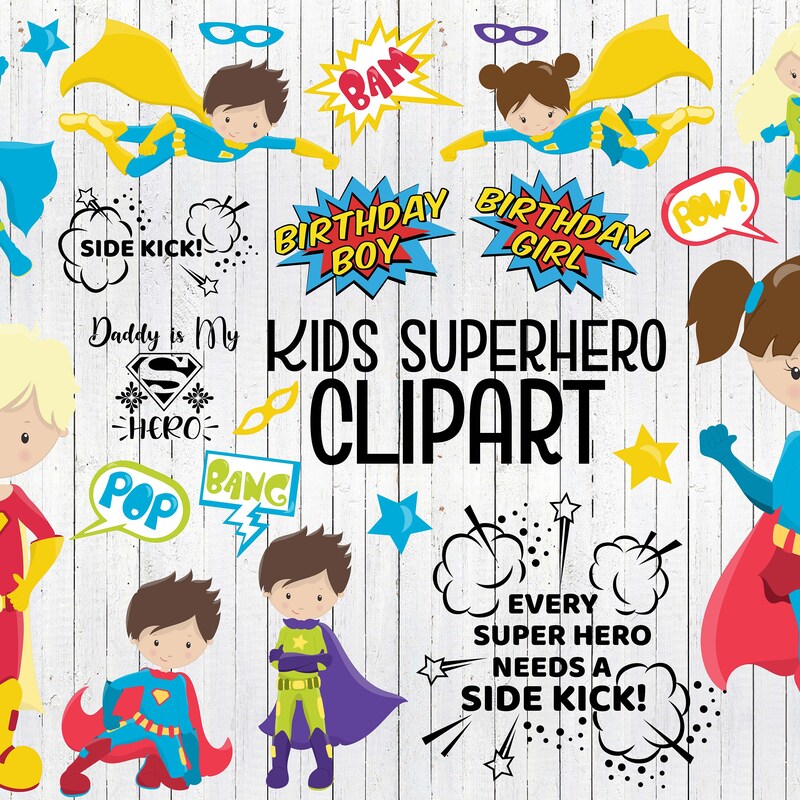 Superhero Clipart - Etsy