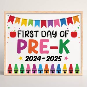 First Day of Pre-k Printable Sign - First Day of Pre-k Signs, Instant ...