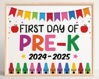 FIRST DAY of PRE-K Sign | Digital Download | Printable - Etsy
