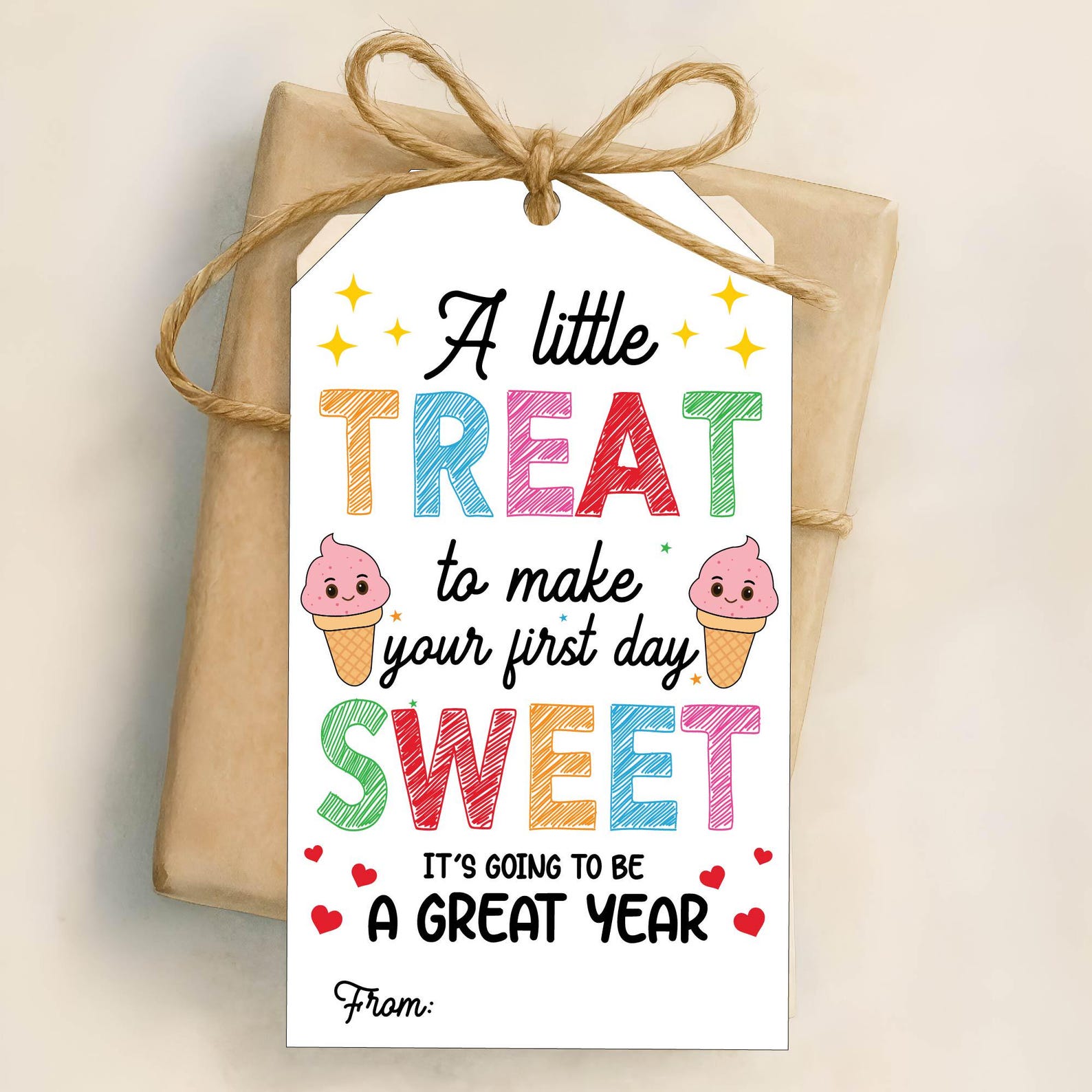 First Day of School Gift Tags: Treat Bag Printables (editable PDF) - Etsy