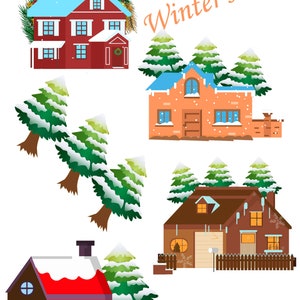 Christmas Village Christmas Town Clipart SVG, Winter House Clipart ...