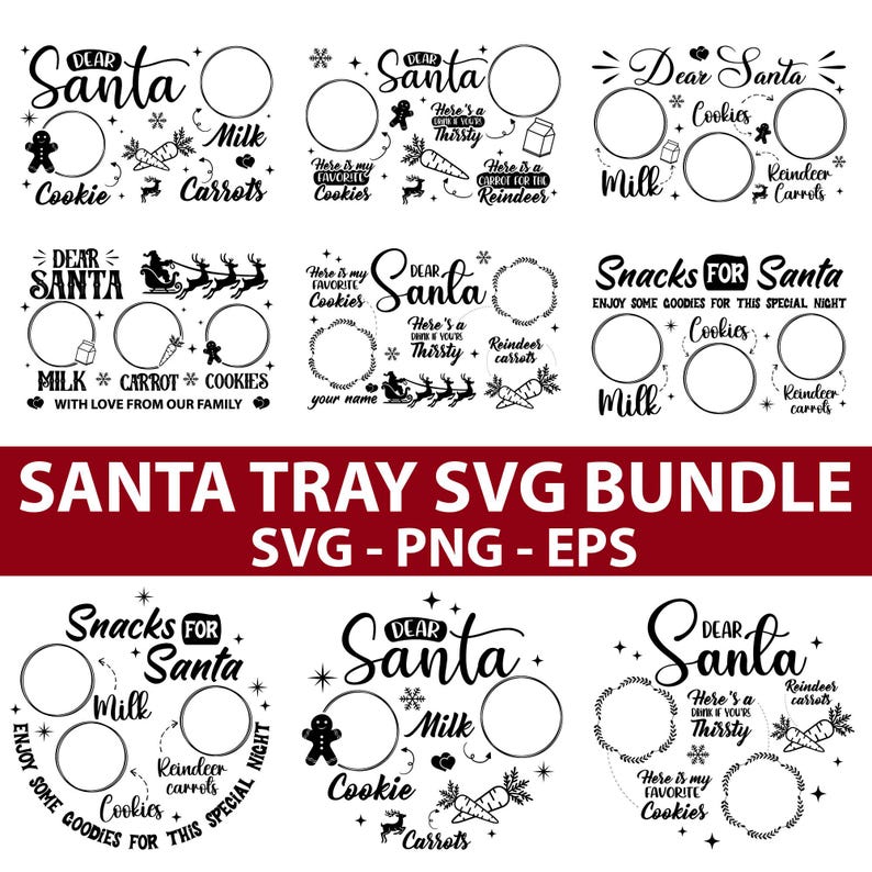Santa Tray SVG Bundle: Christmas Cookie Plate Designs - Etsy