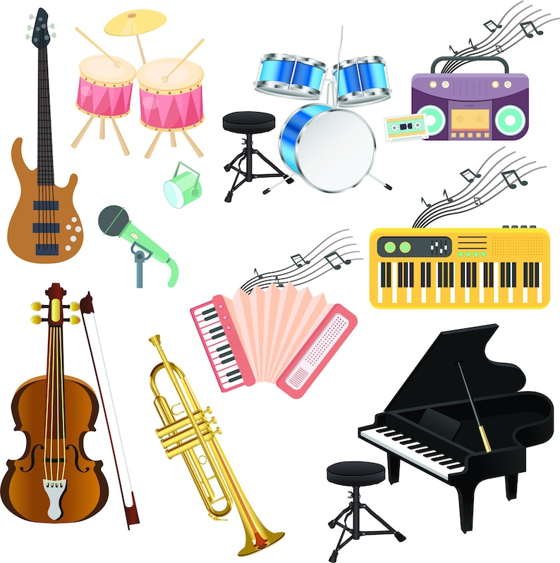 Digital Musical Instrument Clipart Music Note School Cutting - Etsy