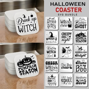 Halloween Coaster SVG Bundle: Spooky Drink Designs (digital Download ...