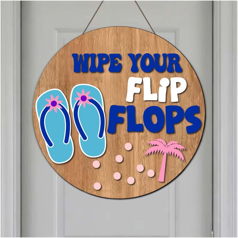 Hello Summer Flip Flops Door Sign SVG: Beach House Welcome (laser File ...
