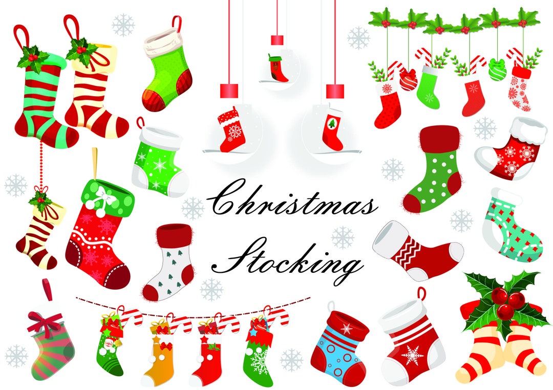 Christmas Digital Stocking Clipart, Winter Holiday Socks SVG ...