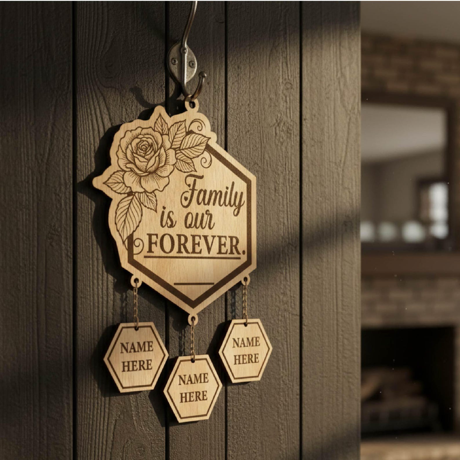 Hanging Family Signs SVG Bundle, Personalized Name Plaques Glowforge ...