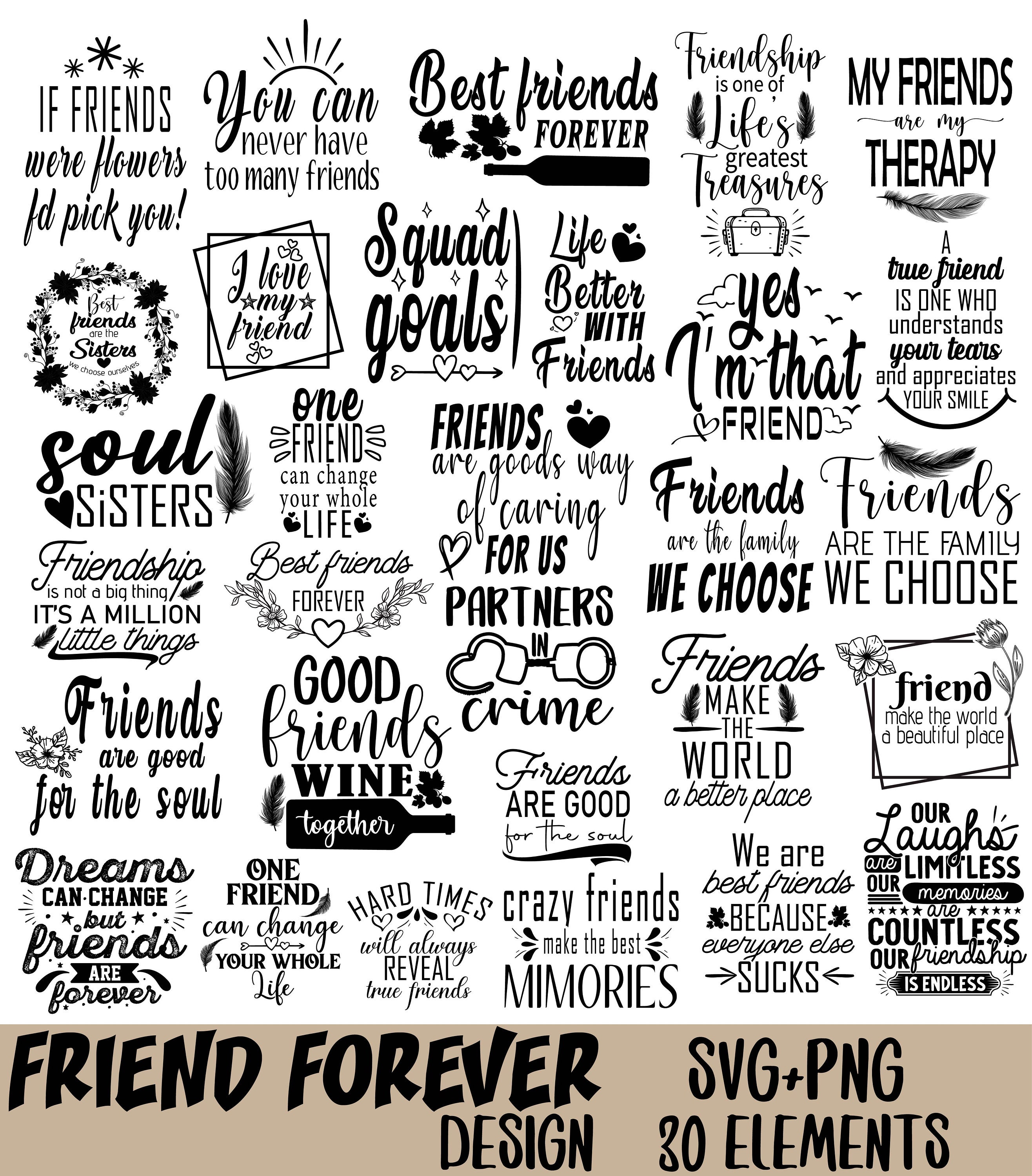 Best Friends SVG Bundle Friendship Svg Bundle Friends - Etsy