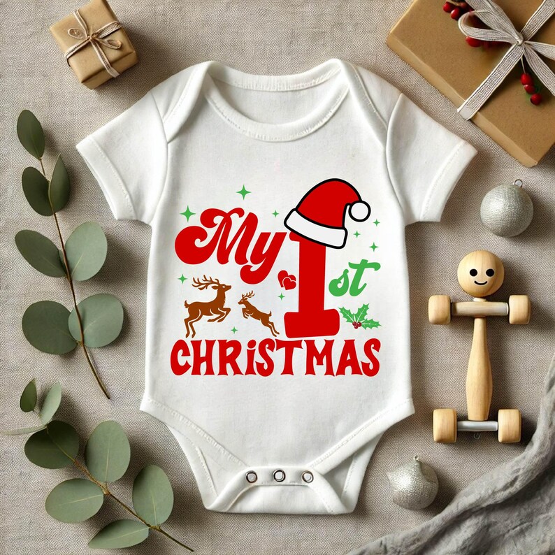 My First Christmas Reindeer SVG PNG: Baby Holiday Design (digital ...