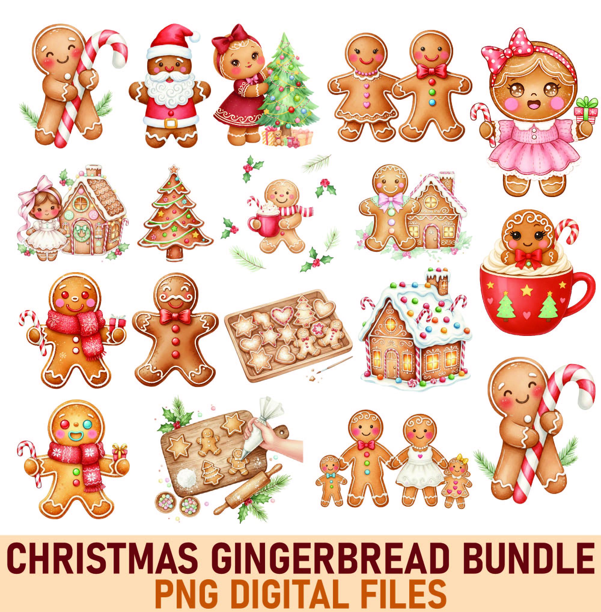 Christmas Gingerbread Clipart Bundle | Watercolor Holiday Cookies PNG ...