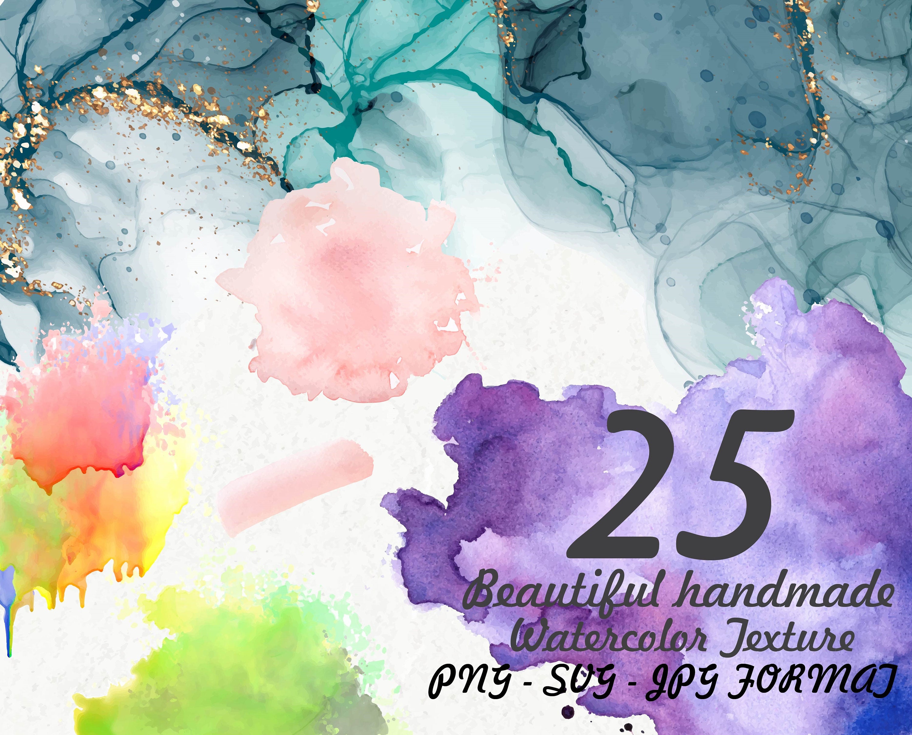 Watercolor Splashes Clipart Paint Stroke Paint Splatter - Etsy