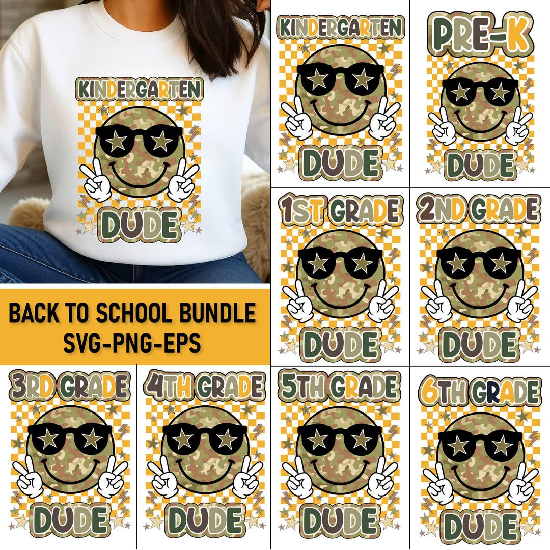 Smiley Back to School PNG SVG Bundle: First Day Photo Props (digital ...