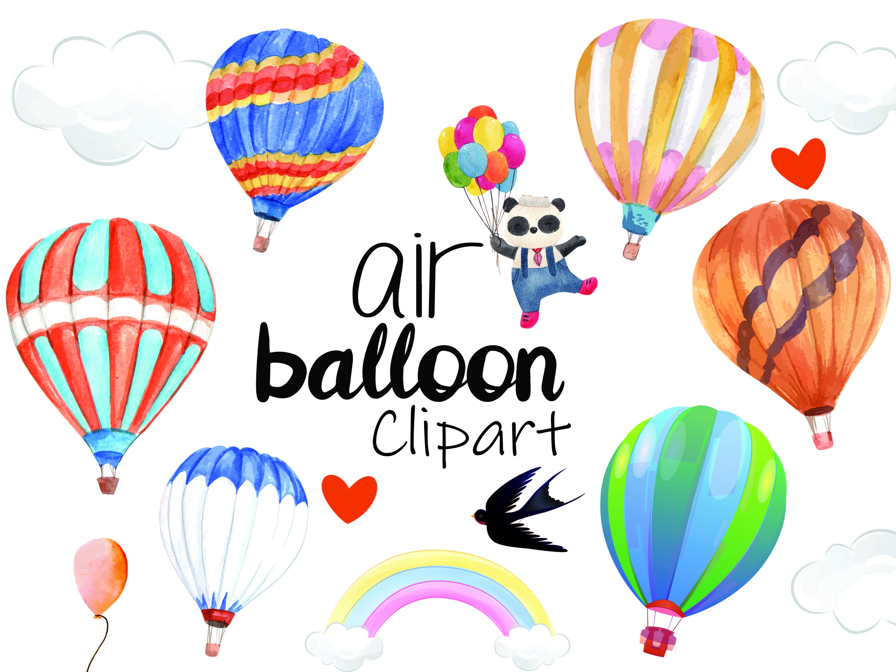 Hot Air Balloon Clipart Nursery Decor Travel Clipart - Etsy