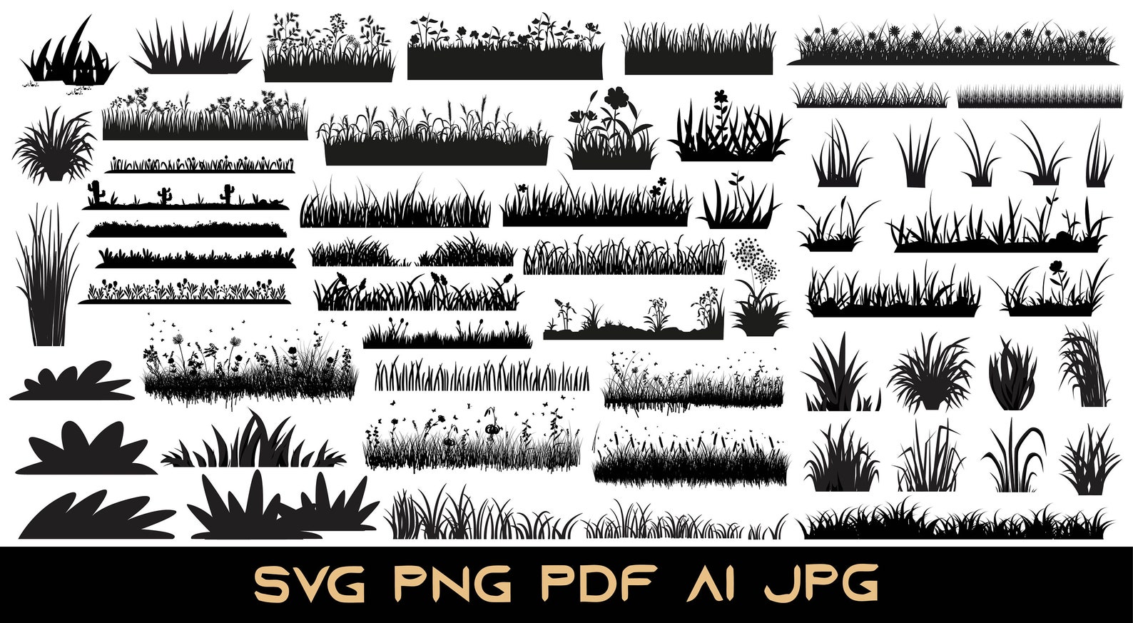 Grass Svg Bundle, Svg Files Grass, Grass Cut Files, Grass Svg Clipart ...