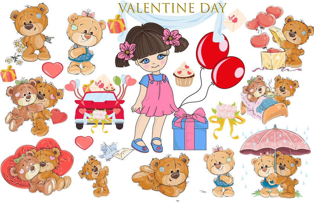 Valentine Day Clipart SVG Baby Bear Love Clip Art Teddy Bear, 14 Feb ...